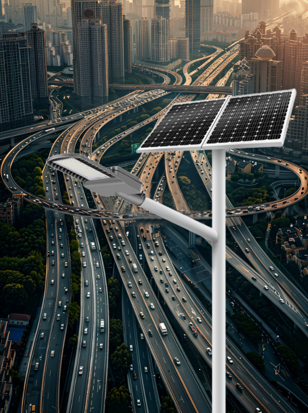 Split solar street light for utmost sunlight absorption